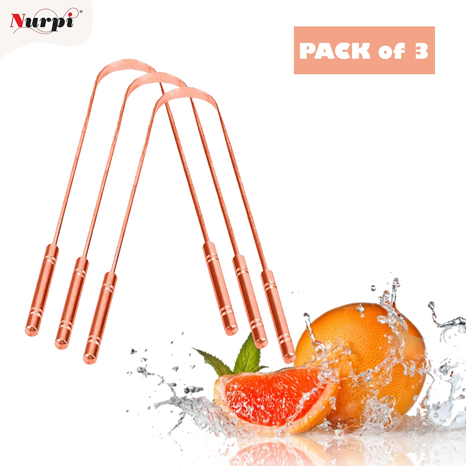 Nurpi copper premium tongue cleaner pack of 3