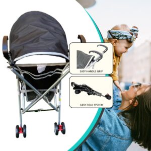 AmorosO Single Umbrella Stroller for Toddler, Travel Stroller for Babies - Sunlight and Light Rain Protection - Baby Stroller with Four EVA Wheels - Travel-Ready Stroller - Round Canopy (Black/White)