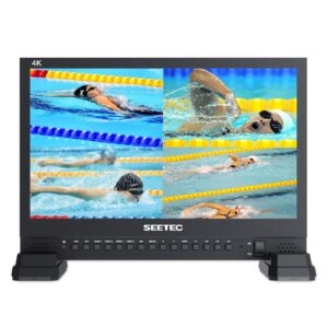 seetec 4k156-9hsd 15.6 inch broadcast lcd monitor with ips uhd 3840x2160 sdi input and output 4xhdmi inputs quad split display