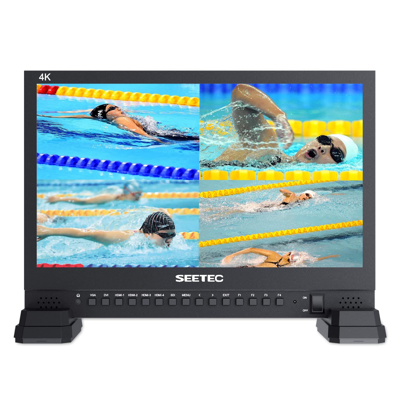 SEETEC 4K156-9HSD 15.6 Inch Broadcast LCD Monitor with IPS UHD 3840x2160 SDI Input and Output 4xHDMI Inputs Quad Split Display