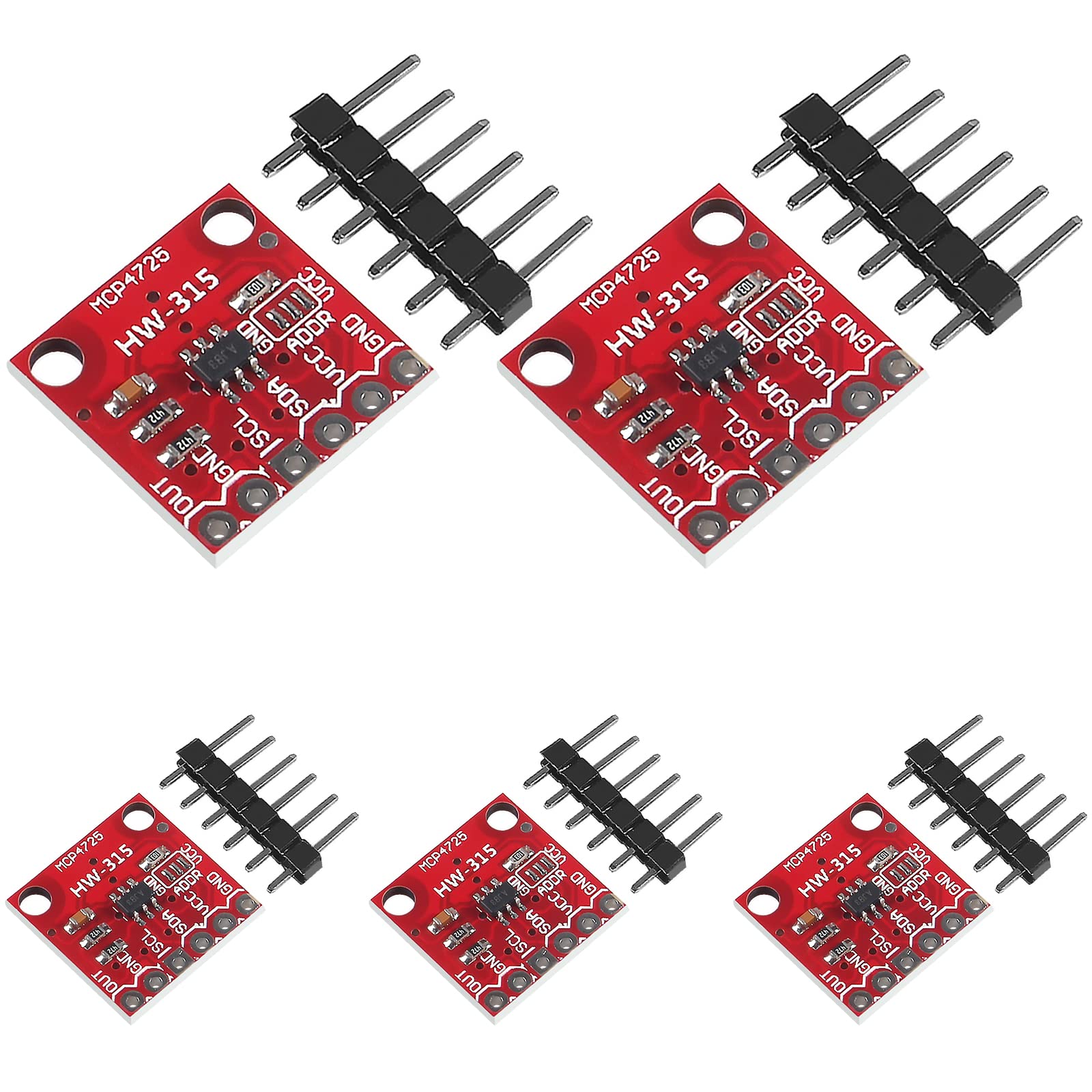 Alinan 5pcs MCP4725 I2C DAC Breakout Module 12-bit Development Board 2.7V to 5.5V Supply with EEPROM