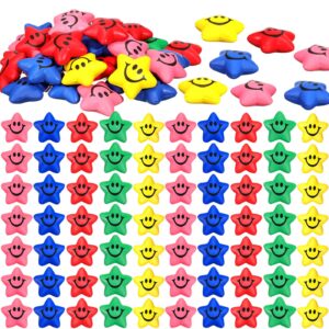 100 pcs star smile face stress balls star mini foam smile ball star stress ball mini foam balls stress relief star toys funny smile face toys for school carnival reward, party bag fillers, 5 colors