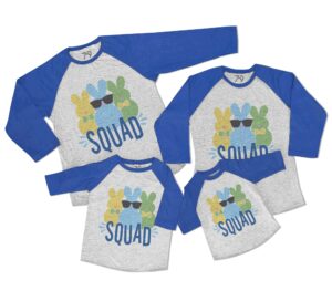 7 ate 9 apparel family matching happy easter shirts - easter squad blue shirt 5t