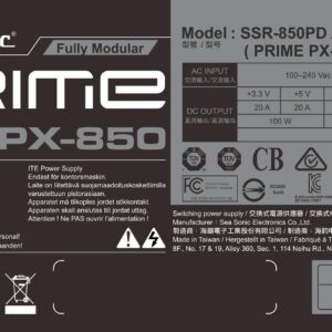 Seasonic Prime PX-850, 850W 80+ Platinum, Full Modular, Fan Control in Fanless, Silent, and Cooling Mode, 12 Year Warranty, Perfect Power Supply for Gaming and High-Performance Systems, SSR-850PD.