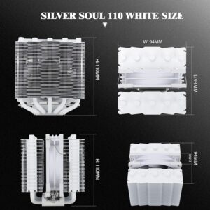 Thermalright Silver Soul 110 White Dual Tower CPU Air Cooler, 5x6mm Heat Pipes, TL-B9W PWM Fan, Aluminium Heatsink Cover, AGHP Technology, for AMD AM4/AM 5 Intel 1700/1150/1151/1200/2066