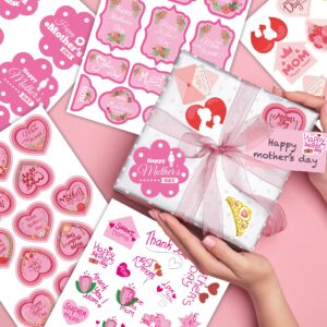 Funnlot Mothers Day Stickers Happy Mothers Day Stickers 348PCS Mothers Day Stickers for Kids Mothers Day Labels for Envelope Card Decorations Boxes Party Favor