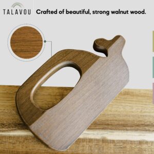 Talavou Montessori Wooden Knife for Kids, Toddlers – Kid Safe, Ergonomic, Whale Toddler Knife for Ages 2 & Up – Real Cooking Utensils & Kitchen Tools Foster Autonomy & Dexterity, 6.3x3.5x0.6 In.