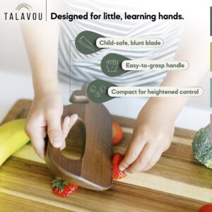 Talavou Montessori Wooden Knife for Kids, Toddlers – Kid Safe, Ergonomic, Whale Toddler Knife for Ages 2 & Up – Real Cooking Utensils & Kitchen Tools Foster Autonomy & Dexterity, 6.3x3.5x0.6 In.