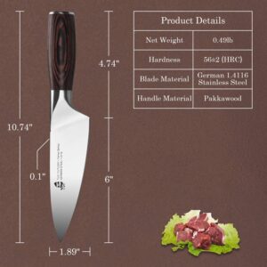 TUO Pro Chef Knife 6 inch & Chopper Knife 6 inch & Boning Knife 6 inch - German HC Stainless Steel - Ergonomic Pakkawood Handle - Osprey Series with Gift Box