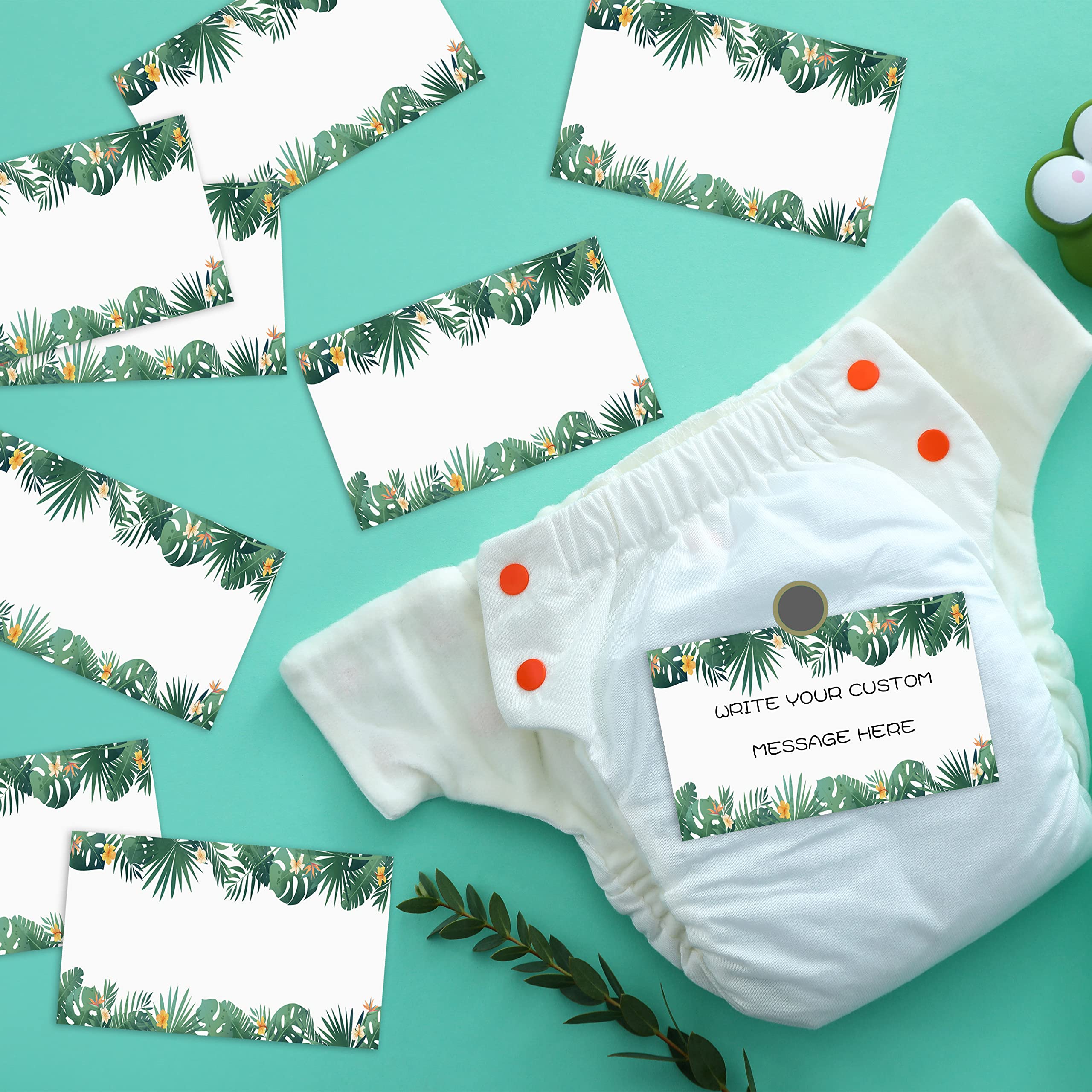 Late Night Diapers Sign, Safari Note Cards Diaper Thoughts, Late Night Diaper Baby Shower Game Set(1 Standing Sign + 20 Blank Greeting Cards), Jungle Baby Shower Party Favor Decor - A03