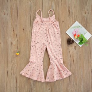 COORALLY Baby Girl Summer Clothes Floral Print Suspender Jumpsuit Bell Bottom Flare Pants Overalls (A-Green, 18-24 Months)