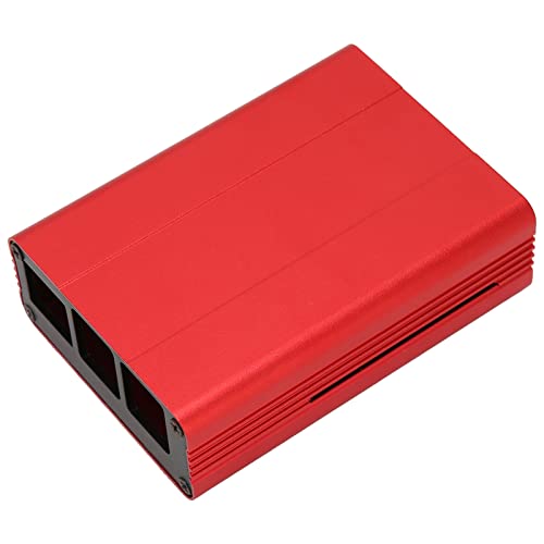 Circuit Board Protective Case, Ventilation Design Less Interference Easy to Install Good Compatibility Aluminum Alloy Enclosure for Raspberry Pi 3 3B+ 2B B+(red)