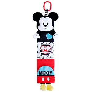 KIDS PREFERRED Disney Baby Mickey Roll Out Soft Book, Black and White High Contrast Crinkle Plush, Boys and Girls Ages 0+, Stroller On The Go (81257)