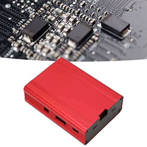 Circuit Board Protective Case, Ventilation Design Less Interference Easy to Install Good Compatibility Aluminum Alloy Enclosure for Raspberry Pi 3 3B+ 2B B+(red)