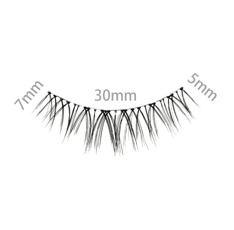 LASGOOS Fake Eyelashes Natural Look False Eye Lashes Daily Strip Cross Clear Band 5-7mm Cross Cute Lashes Invisible band Lash for Wedding Daily Work Eye Makeup 5 Pairs W7