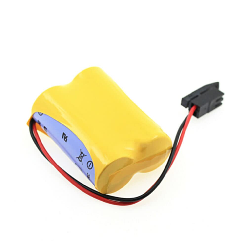 BAOBUTE 2PCS 2200mAh BR-AGCF2W 6V PLC Replacement Battery A98L-0031-0011 with Black Plug for Fanuc System, 17MM*34MM*45MM