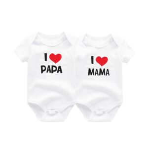 zav unisex infant baby clothes twins i love papa i love mama short sleeve bodysuit