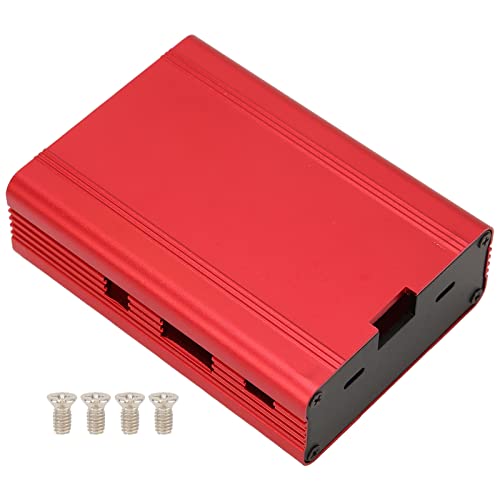 Circuit Board Protective Case, Ventilation Design Less Interference Easy to Install Good Compatibility Aluminum Alloy Enclosure for Raspberry Pi 3 3B+ 2B B+(red)