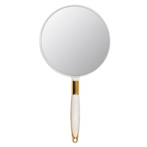 eaoundm round hand held mirror for makeup hand mirror (6.9w x 13 l inchs, white)