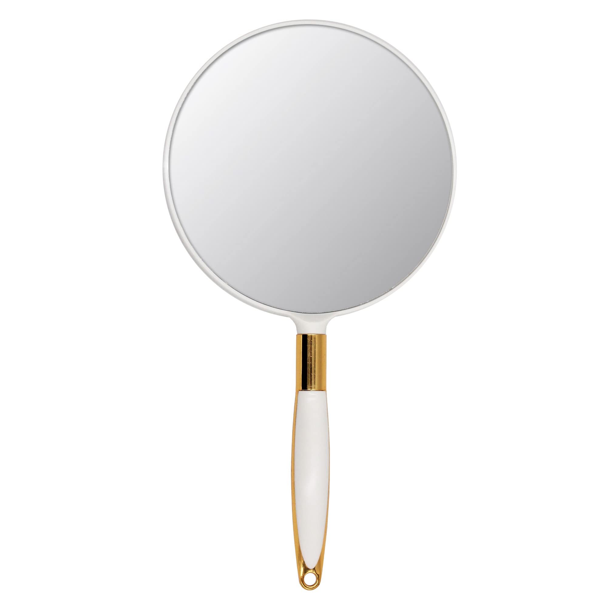 Eaoundm Round Hand Held Mirror for Makeup Hand Mirror (6.9W X 13 L inchs, White)