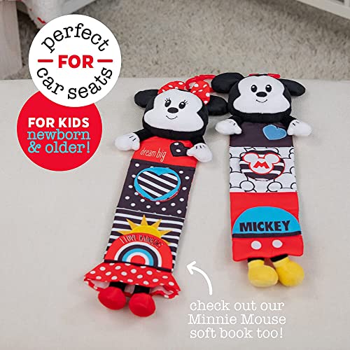 KIDS PREFERRED Disney Baby Mickey Roll Out Soft Book, Black and White High Contrast Crinkle Plush, Boys and Girls Ages 0+, Stroller On The Go (81257)