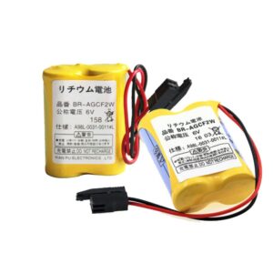 baobute 2pcs 2200mah br-agcf2w 6v plc replacement battery a98l-0031-0011 with black plug for fanuc system, 17mm*34mm*45mm