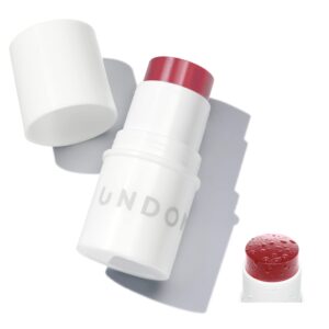 undone beauty water blush stick with coconut water for radiant, dewy glow - blends perfectly into skin for natural looking flushed cheeks - vegan and cruelty free - cherry, 0.19 oz (5 g)