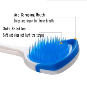 PIVHWIR 4-Pack Tongue Scrapers, Tounge Scraper Cleaner Keep Fresher Breath, Tongue Cleaner Brush for Adults Kid Helps Fight Bad Breath（Random Color）