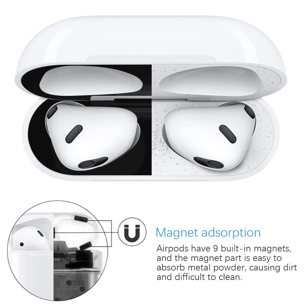 Dust Guard for Apple AirPods 3 Case Box, Senbos Metal Sticker Protection Film Dust-Proof Metal Cover for AirPods 3rd Generation, Ultra Slim, Luxurious Looking, Protect from Iron/Metal Shavings