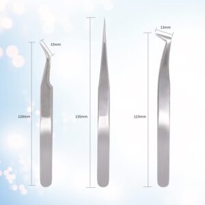 Eyelash Extension Tweezers for Volume Lashes,Isolation,Classic Tweezers Professional Stainless Steel Precision Tweezers Set 3 PCS KIT