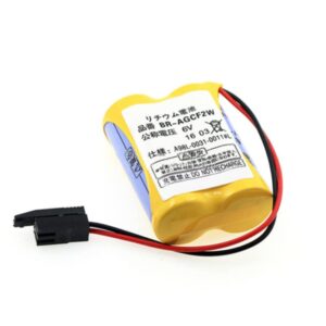 BAOBUTE 2PCS 2200mAh BR-AGCF2W 6V PLC Replacement Battery A98L-0031-0011 with Black Plug for Fanuc System, 17MM*34MM*45MM