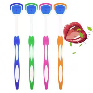 pivhwir 4-pack tongue scrapers, tounge scraper cleaner keep fresher breath, tongue cleaner brush for adults kid helps fight bad breath（random color）