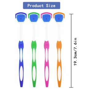 PIVHWIR 4-Pack Tongue Scrapers, Tounge Scraper Cleaner Keep Fresher Breath, Tongue Cleaner Brush for Adults Kid Helps Fight Bad Breath（Random Color）