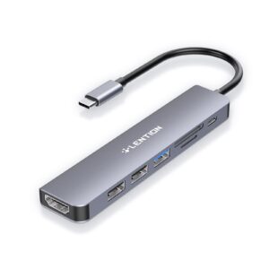 lention usb c hub with 100w charging, 4k hdmi, dual card reader, usb 3.0 & 2.0 compatible 2023-2016 macbook pro, new mac air/surface, chromebook, more, stable driver adapter (cb-ce18, space gray)