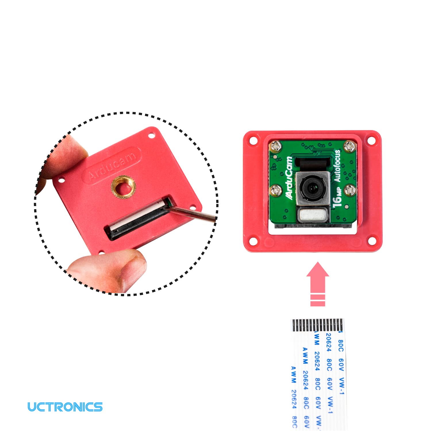 Arducam for Raspberry Pi Case Bundle for Raspberry Pi Camera Module 3 and IMX519 16MP AF Camera Module, with Lightweight Mini Tripod Stand and 1ft /30 cm FPC Camera Cable