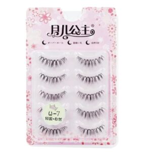 lasgoos fake eyelashes natural look false eye lashes daily strip cross clear band 5-7mm cross cute lashes invisible band lash for wedding daily work eye makeup 5 pairs w7