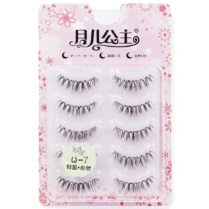 LASGOOS Fake Eyelashes Natural Look False Eye Lashes Daily Strip Cross Clear Band 5-7mm Cross Cute Lashes Invisible band Lash for Wedding Daily Work Eye Makeup 5 Pairs W7