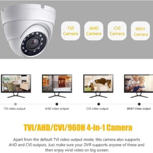 5MP Analog Coax Dome TVI CVI CCTV Surveillance Security Camera, 2.8mm 100° Wide Viewing Angle, 65ft IR Night Vision, Outdoor, Full Metal Housing, ONLY Compatible with 5MP and 8MP DVR