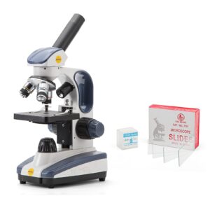 swift compound monocular microscope sw200dl bundle with 50 pre-cleaned blank slides and 100 glass coverslips