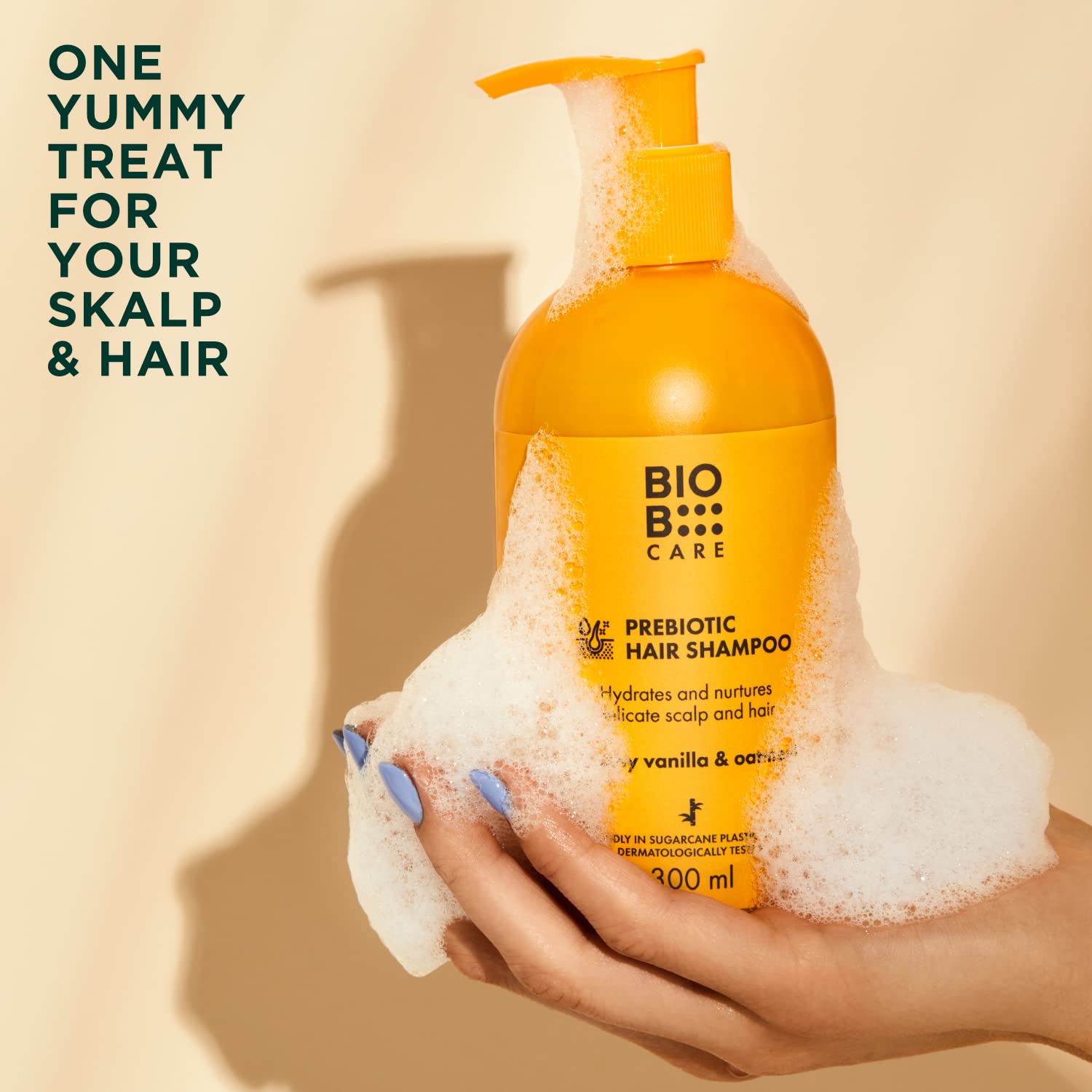 BioB Natural Hair Shampoo with Prebiotics - Vegan Shampoo without Chemicals - Vanilla Shampoo Dry Hair - Shampoo for Scalp Psoriasis Seborrheic Dermatitis Eczema Acne Anti Dandruff Treatment - 10oz