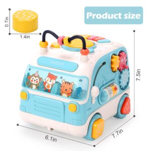 Qizebaby Multifunctional Toddler Toy Cars, Baby Toys 12-18 Months, Crawling Toys with Lights & Sounds & Music, Toys for 1 2 3 Year Old Boys Girls Toddlers, 1 2 3 Year Old Toy Gifts