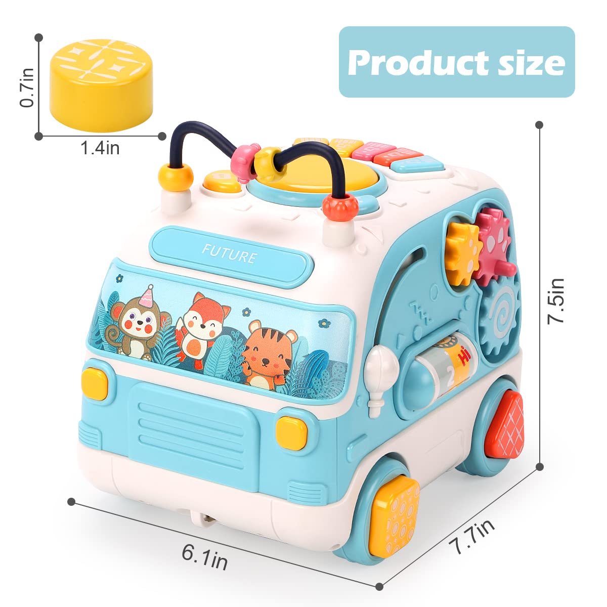 Qizebaby Multifunctional Toddler Toy Cars, Baby Toys 12-18 Months, Crawling Toys with Lights & Sounds & Music, Toys for 1 2 3 Year Old Boys Girls Toddlers, 1 2 3 Year Old Toy Gifts