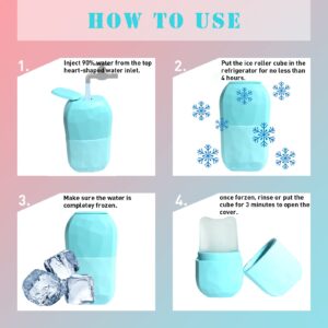 VANALIA Ice Roller for Face and Eye, Gua Sha Face Massage, Skin Care Set Facial Beauty Ice Roller, Silicone Ice Mold for Face Beauty(Blue)