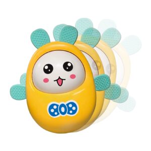 serdios musical wobbler toy,roly-poly tumbler toy,tummy time toy,sensory toy for baby 3-12 months,yellow