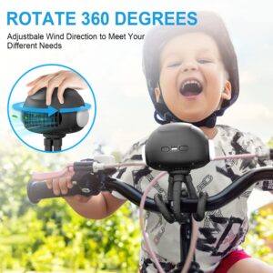 Mamtopia Baby Stroller Fan with Night Light, Rechargeable Bladeless Fan Portable Clip On Fan with 3 Speeds & Flexible Tripod 360°Rotatable for Child Car Seat Crib Bike Desk (Black)