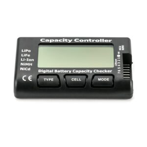 QWORK RC Cellmeter Controller Tester Voltage Tester, 7 Digital Battery Capacity Checker Compatible with LiPo Life Li-ion NiMH Nicd Battery