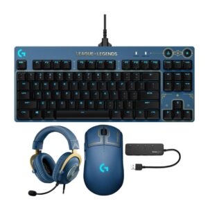 logitech g pro mechanical switch gaming keyboard bundle with wireless optical mouse, headset and 4-port usb 3.0 hub (4 items)