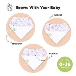 KeaBabies 5-Pack Organic Muslin Baby Burp Cloths And Baby Bandana Drool Bibs Bundle - White Burp Cloth (Petals) - Super Absorbent Bandana Drool Bibs (Bloom)