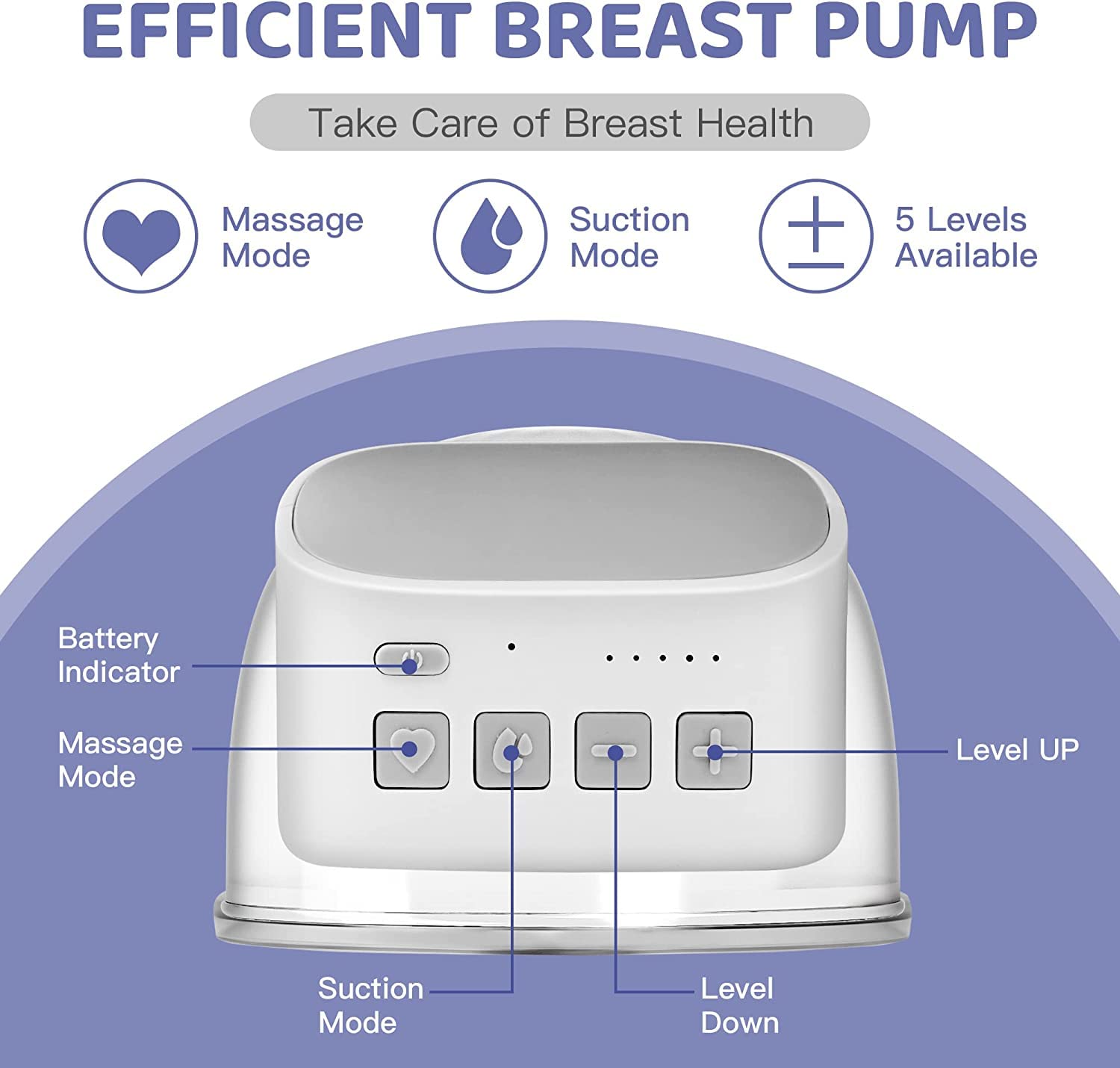 Kompoll Wearable Breast Pump Double Electric Breast Pump 24 mm Hands-Free Breast Pump 2 Mode & 5 Levels Portable Breast Pump Electric Worn in-Bra Wireless Breast Pump Breastfeeding Gray