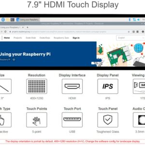 waveshare 7.9inch HDMI LCD 400x1280 Capacitive Touch Screen IPS Screen Display 5-Points Toughened Glass Driver Free for Raspberry Pi 4B/3B+/3B/2B/Zero/Zero 2 W/2 WH and Jetson Nano Windows 10/8.1/8/7